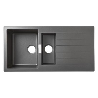 Évier à encastrer en composite de quartz gris 1,5 bac avec égouttoir, L ...