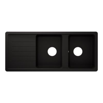 Evier à encastrer en composite quartz 2 bacs et égouttoir L. 116 x l ...