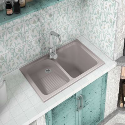 Evier Bac à laver pour buanderie à encastrer Poalgi Cuarzo Gris Concret ...