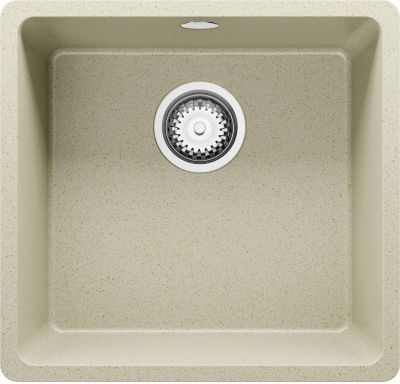 Evier Cuisine en Granit Beige 46x44cm, 1 bac + Kit de Vidage, Evier a ...