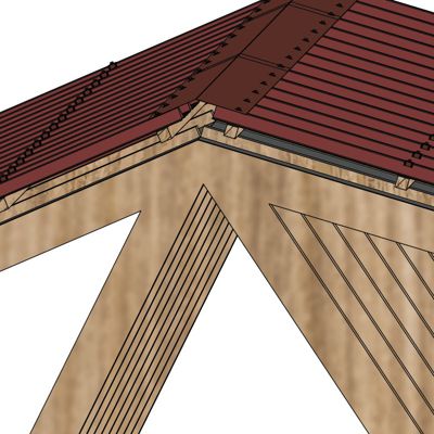 Faîtière double plate universelle Rouge Tuile RAL 8012 1000 mm Longueur
