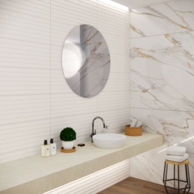 Faïence murale Aragone décor UP blanc 30 x 90 cm | Castorama