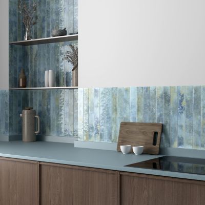 Faïence murale unie bleu aqua brillant L.40 x l.5cm x ép.0,8mm, Equipe Ceramica Java