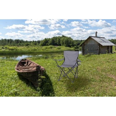 Fauteuil de camping compact et pliant avec accoudoirs Gris, L. 82 x l ...