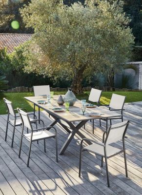 Fauteuil empilable Duca Proloisirs aluminium gris H.87 cm