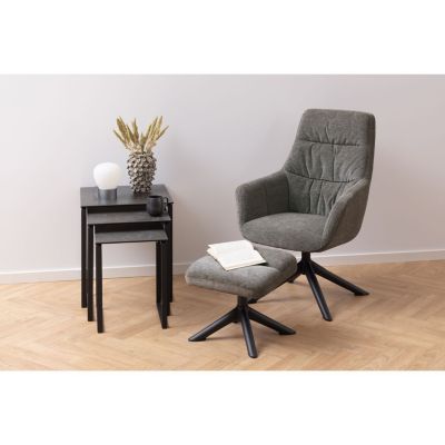 Fauteuil Hailey de salon avec accoudoirs et repose-pieds