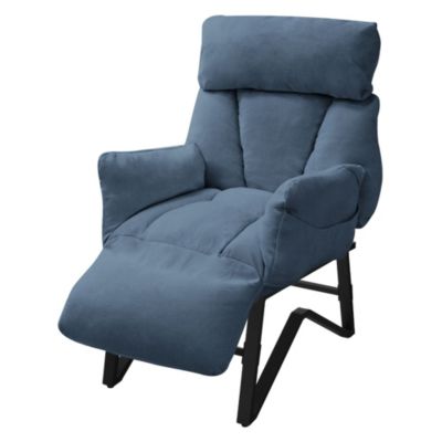 Fauteuil relax ML-Design bleu en lin structure d'acier rembourré ...