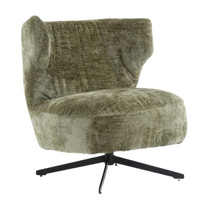 Fauteuil rotatif 360 degré en microfibre vert kaki et pieds métal ...
