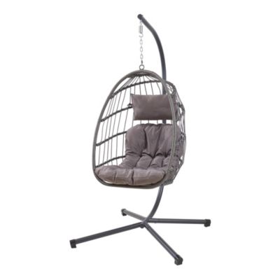 Fauteuil suspendu avec support Edeng 196 x 110 x 95 cm gris en.casa