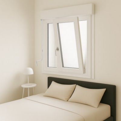 Fenêtre avec volet roulant manivelle PVC H 75 x L 120 cm 2 vantaux ...