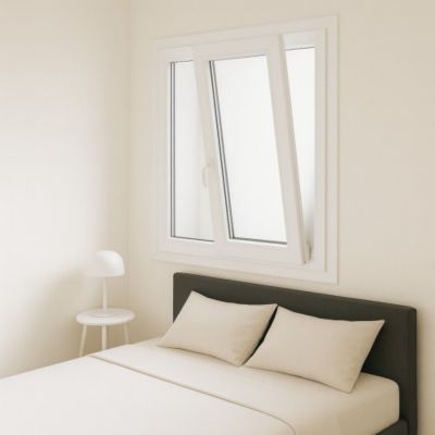 Fenêtre PVC 2 vantaux H 115 x L 120 cm OB avec poignée | Castorama