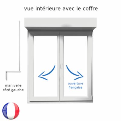 Fenêtre PVC avec volet roulant manivelle PVC H 195 x L 110 cm 2 vantaux ...