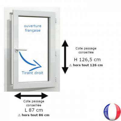 Fenêtre PVC blanc 1 vantail hors tout H 126 x L 86 cm ouverture ...