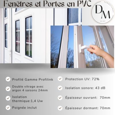Fenêtre PVC à soufflet sécurité RAL 9016