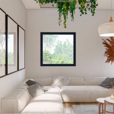 Fenêtre fixe double vitrage GoodHome en aluminium gris l.123 x H.127 cm ...