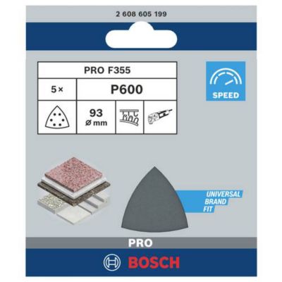 Feuilles abrasives Delta auto-agrippantes Bosch - 93 x 93 mm, lot de 5 ...