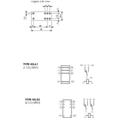 Finder 40.52.8.024.5000 Relais pour circuits imprimés 24 V/AC 8 A 2 ...