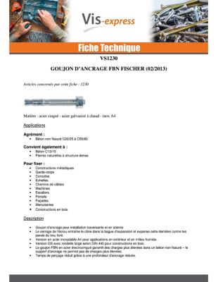 Fischer Ancrage FISCHER FBN II 8X111 Filetée sur 79 Forte tenue à la ...