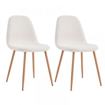 FJARD - Lot de 2 Chaises Blanches Tissu Bouclettes | Castorama
