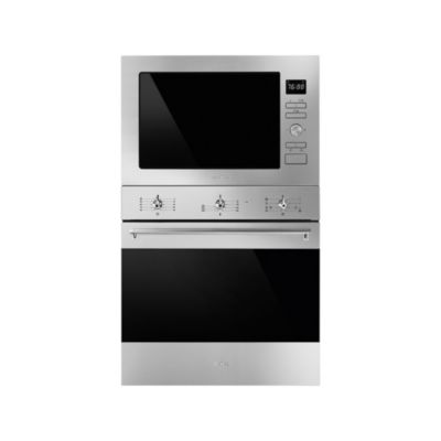 Four micro-ondes encastrable Elementi 26L FMI425X Smeg verre noir