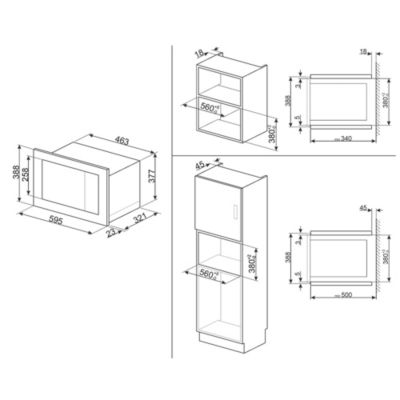 Four micro-ondes encastrable Universel 21L FMI020X Smeg inox | Castorama