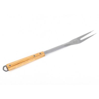 Fourchette pour barbecue en acier inoxydable avec manche en bambou ...