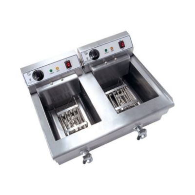 Friteuse acier inox 2 bacs 16 argente Helloshop26