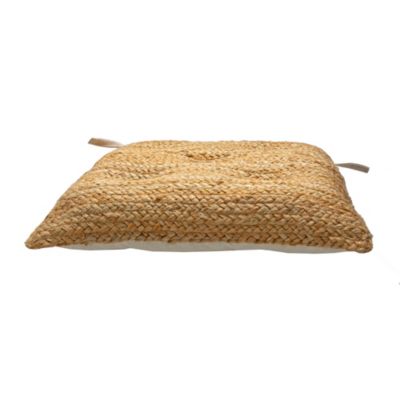 Galette de chaise avec attaches 45 x 45 cm en jute et coton beige Deko&Co