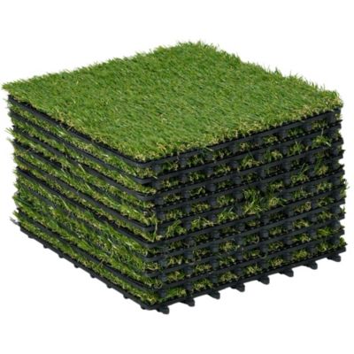 Gazon synthétique artificiel set de 10 dalles carreaux 30 x 30 cm épaisseur confort 3,5 cm à ...