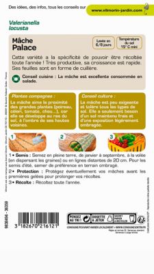 Graines de mâche variété "Palace" Vilmorin semis de janvier à septembre
