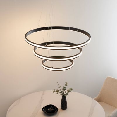 Grande suspension noire triple anneaux dimmable - Maroggia