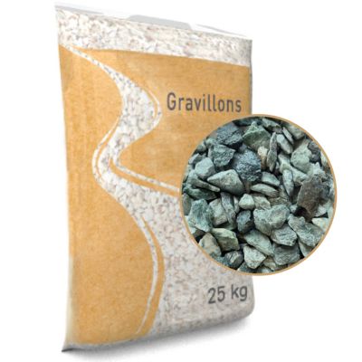 Gravillon concassé marbre vert 8/16 en sac de 25 KG