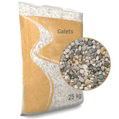 Gravillon roulé mignonette gris mixte 4/6 en sac de 25 KG