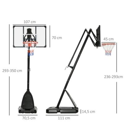 Höhenverstellbarer Basketballständer 293-350 cm panneau roulant métal ...