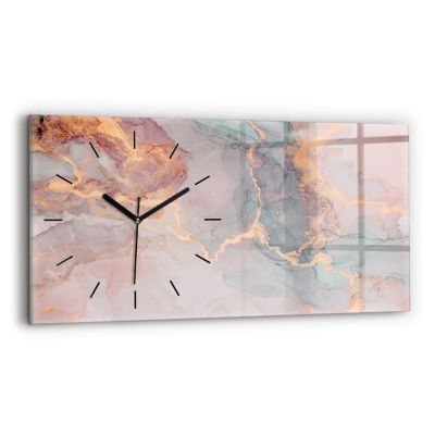 Horloge murale Wallfluent 60x30 cm Aiguilles noires Texture de marbre 1 pcs
