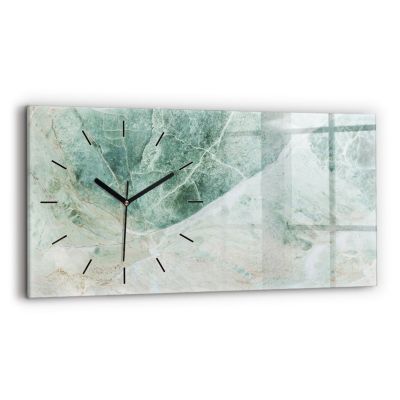 Horloge murale Wallfluent 60x30 cm Aiguilles noires Texture marbre ...