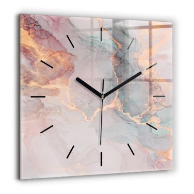 Horloge murale Wallfluent 60x60 cm Aiguilles noires Texture de marbre 1 pcs