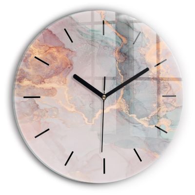 Horloge murale Wallfluent fi30 cm Aiguilles noires Texture de marbre 1 pcs