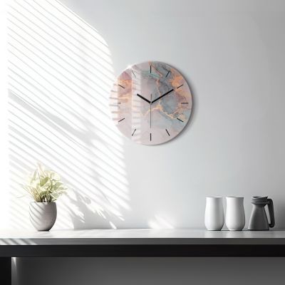 Horloge murale Wallfluent fi30 cm Aiguilles noires Texture de marbre 1 pcs