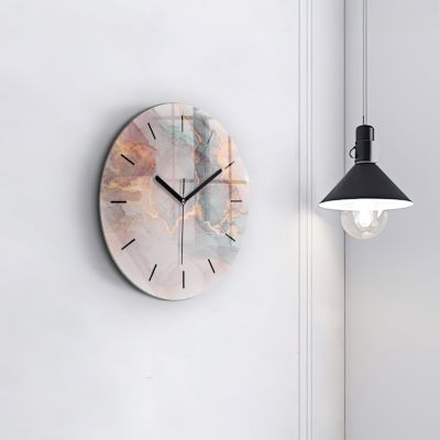 Horloge murale Wallfluent fi30 cm Aiguilles noires Texture de marbre 1 pcs