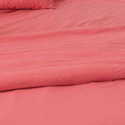 Housse de couette unie en coton Lavé (240x220 cm - Rose)