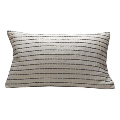 Housse de coussin brodée blanc et gris L.50 x l.30cm Deko & Co | Castorama