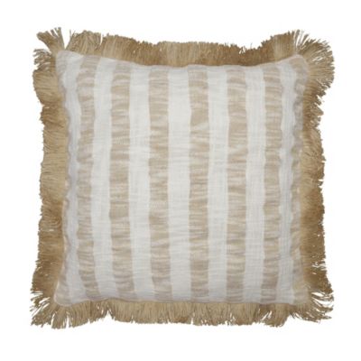Housse de coussin Kamea coton et jute rayé à franges beige L.45 x l ...