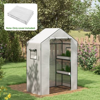 Housse de rechange pour serre 140x73x190 cm en plastique blanc avec ...