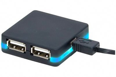 Hub USB 2.0 4 ports à LED Noir CONECTICPLUS