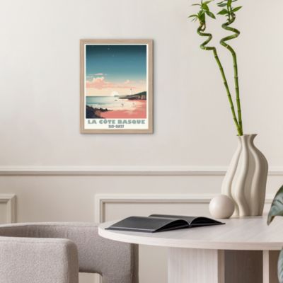 Image encadrée la côte Basque Sud Ouest Dada Art cadre en bois 30x40 cm