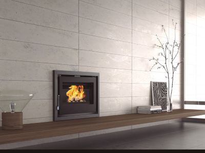 Insert à bois en acier, foyer en fonte - ZeniHeat - Intérieur en fonte ...