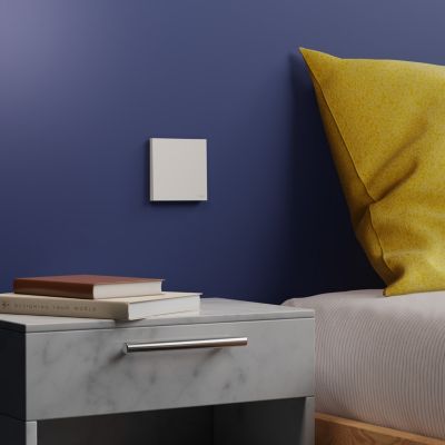 Interrupteur / poussoir simple avec plaque intégrale, blanc craie, Odace