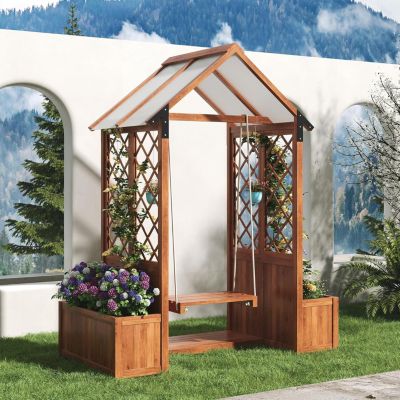 Jardinière avec balançoire extérieure, treillis, toit en polycarbonate ...