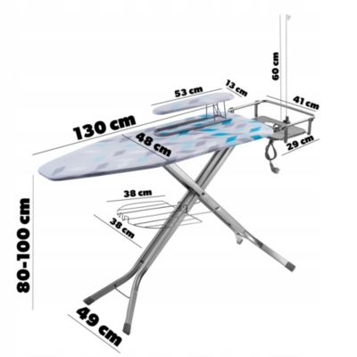 KADAX Grande Table à Repasser Complète 130x48cm Avec Poignée Fer ...